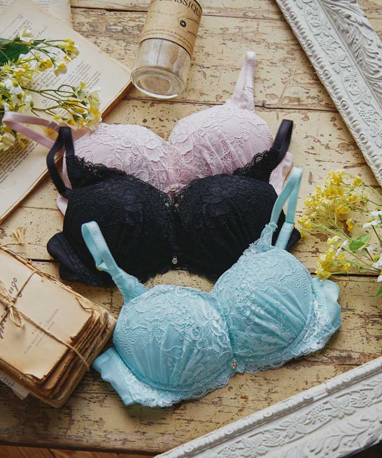 【northerly bra フィットシリーズ 谷間メイク】カシュクールレースモールドブラジャー＆ショーツセット B～Fカップ B65～F75 ...